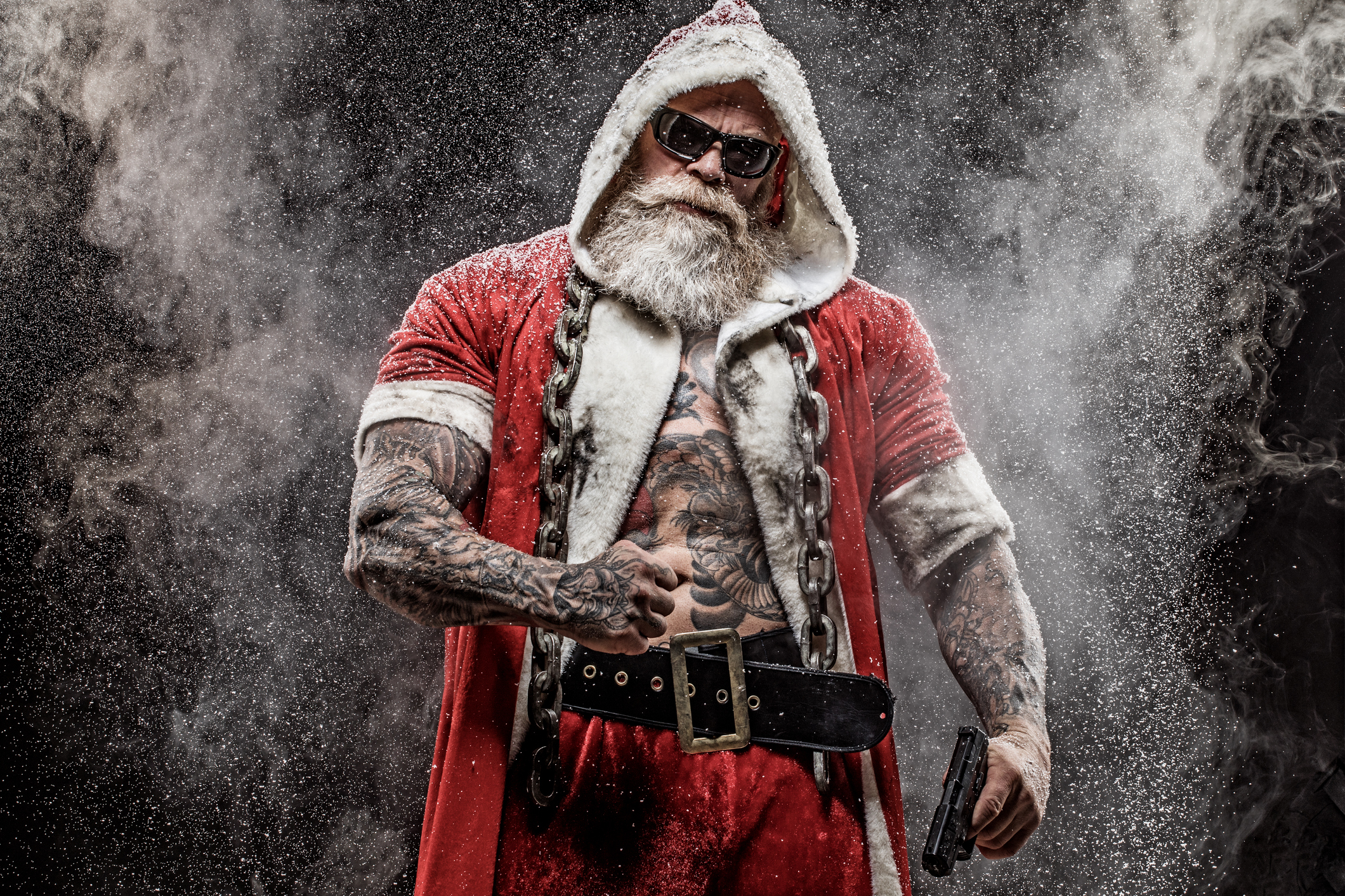 Bad Santa Claus With Gun TOP FIT STUDIOS